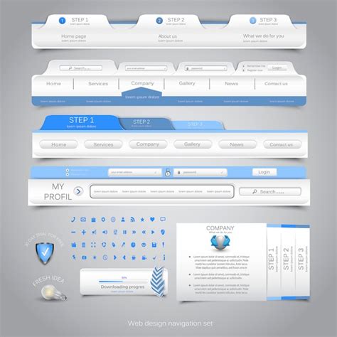Premium Vector Web Design Navigation Set
