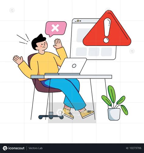 Male Developer Facing Coding Warning Illustration Free Download