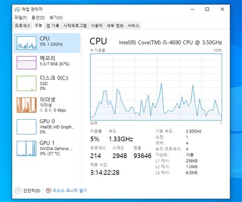 컴퓨터 Cpu 사용량 알아보는 법 꿀로그의 블로그