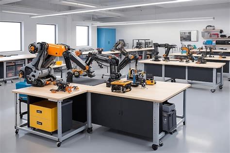 Premium Photo Showcase A Robotics Lab With Spare Parts Tools And A