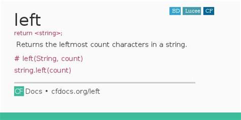 Left Code Examples And Cfml Documentation