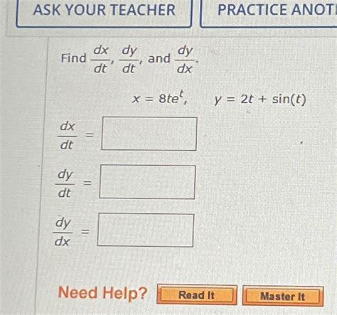 Solved ASK YOUR TEACHERPRACTICE ANOTFind Dxdt Dydt And Chegg Com