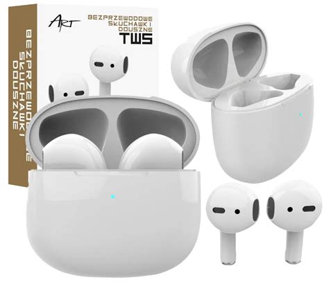 ① Bezprzewodowe Słuchawki Douszne Tws Art Z Mikrofonem Białe