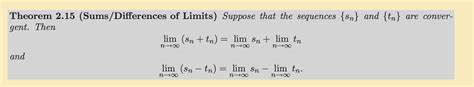 Solved Theorem 215 Sumsdifferences Of Limits Suppose