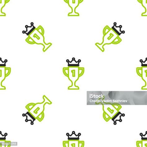 라인 어워드 컵 아이콘은 흰색 배경에 원활한 패턴을 격리 우승자 트로피 기호 챔피언십 또는 경쟁 트로피 스포츠 성취 기호 벡터