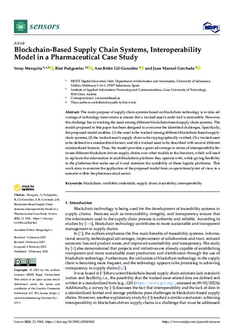Pdf Blockchain Based Supply Chain Systems Interoperability Model In