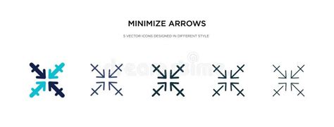 Minimize Arrows Icon In Different Style Vector Illustration Two Colored And Black Minimize