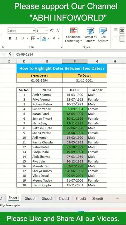 How To Highlight Dates Between Two Dates Shorts Exceltutorial