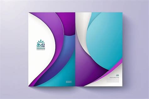 Premium Photo Abstract Curve Shape On Blue Purple And White Color Background A4 Size Book