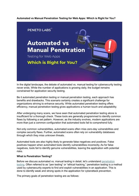 Ppt Automated Vs Manual Penetration Testing Which Should You Choose