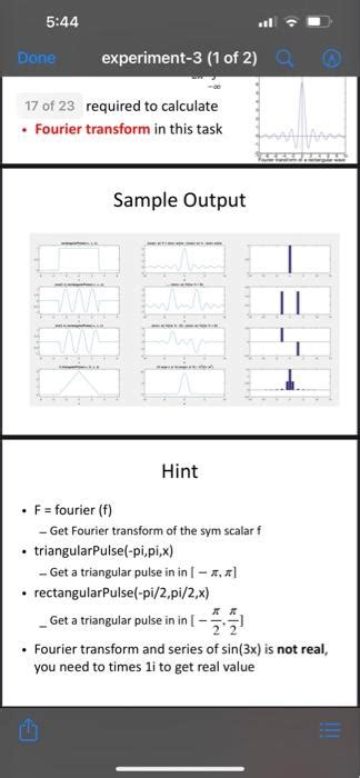 Solved 544 Experiment 3 1 Of 2 Fourier Transform Task 2