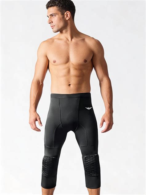 Mens Knee Protection Running And Sports Compression Activewear Tights