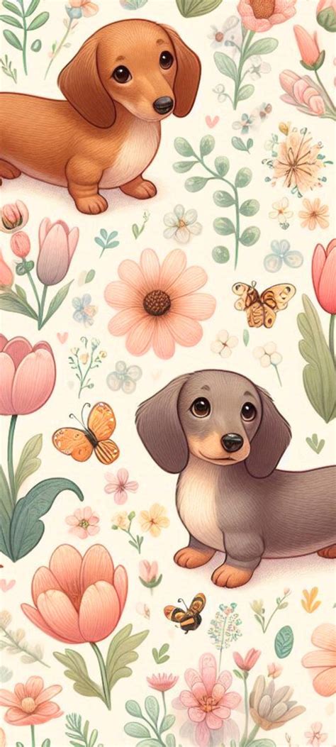 Cute Spring Dachshund Wallpaper For Your Phone