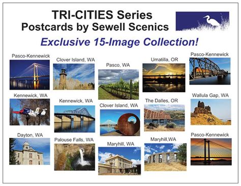 Tri Cities Washington Postcard Set Pnw Landscapes 15 Image Collection