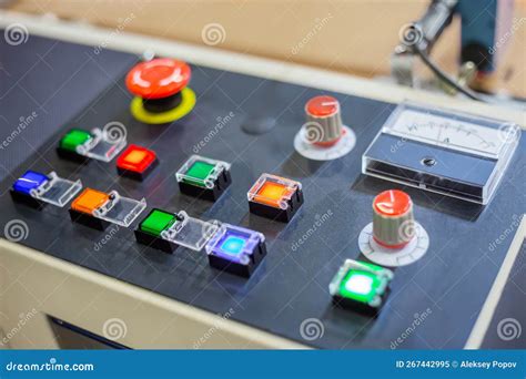 Machine Control Panel With Push Buttons And Switches At Factory Stock Image Image Of Plan