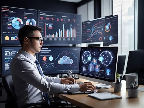 Premium Photo Businessman Working With Artificial Intelligence AI And Key Performance