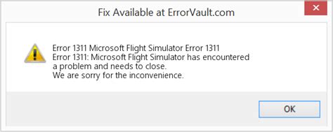 how to fix error 1311 microsoft flight simulator error 1311 error