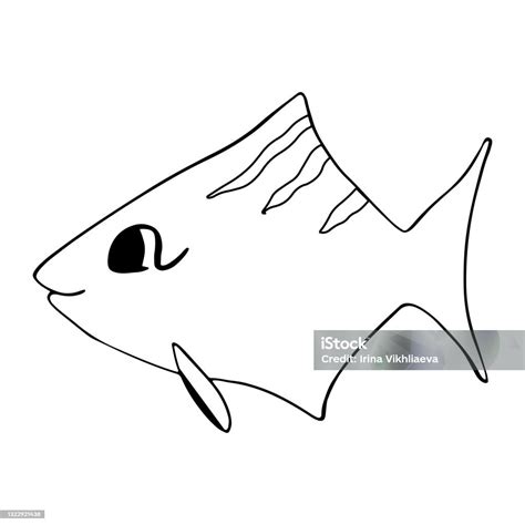 물고기 흑백 윤곽선 만화 스타일의 벡터 이미지입니다 어린이 색칠 공부책 공부에 대한 스톡 벡터 아트 및 기타 이미지 공부 교육 귀여운 Istock