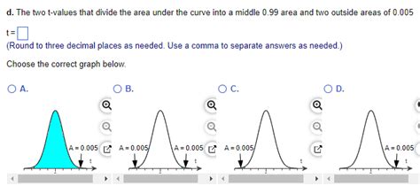 solved for a t curve with df 32 find each t value in parts