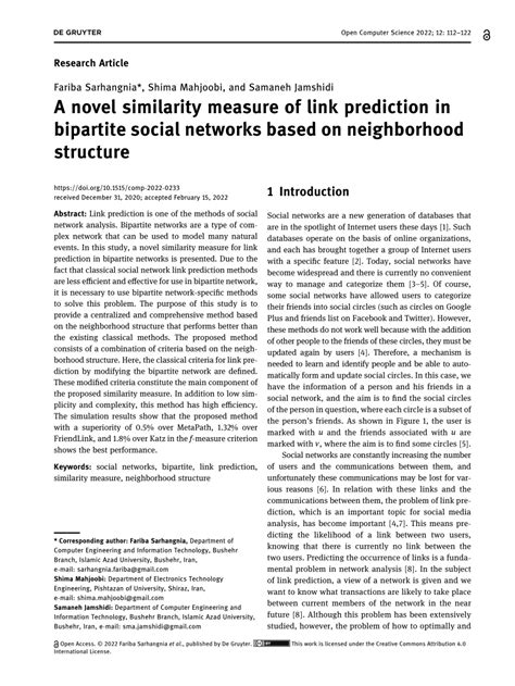 pdf a novel similarity measure of link prediction in bipartite social