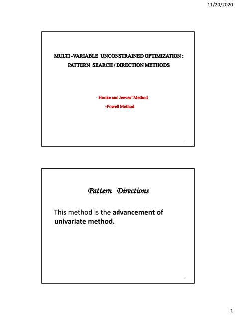 Pattern Search Method Complete Notes On Multi Variable