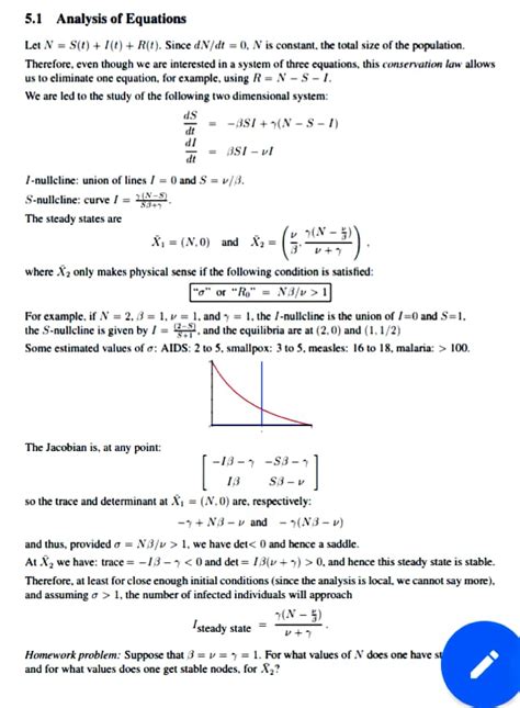Analysis Of Equations Mathematical Biology 5 Analysis Of Equations Let N S I0 R0