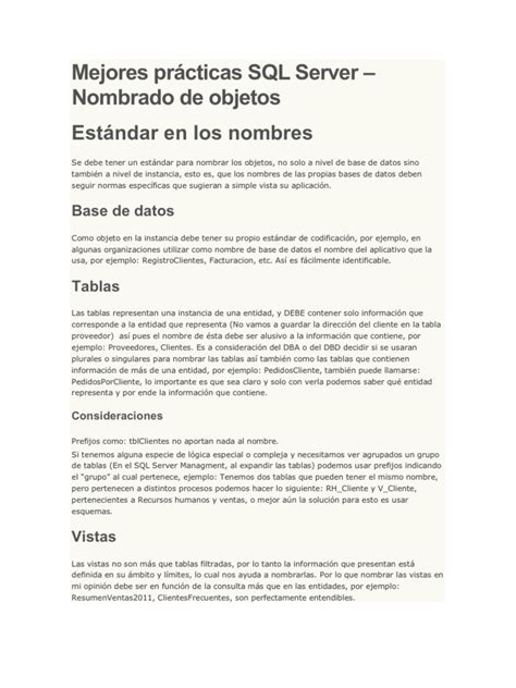 mejores prácticas sql server pdf servidor sql de microsoft tabla