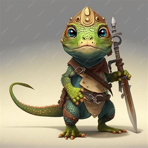 Premium Ai Image A Cartoon Lizard With A Sword And A Helmet On