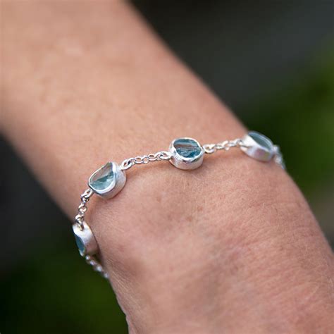 Handmade Aquamarine Ladies Necklace And Bracelet Jewellery Set