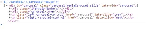 Javascript Pause Boostrap Carousel From Console Wrong Object