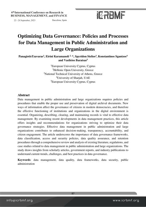 PDF Optimizing Data Governance Policies And Processes For Data Management In Public