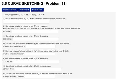 solved 3 5 curve sketching problem 11 previous problem