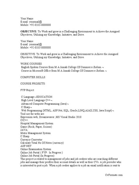 Bachelors Of Sciences In Software Engineer Resume Template Word
