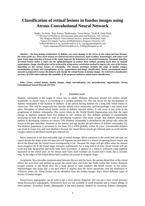 Pdf Classification Of Retinal Lesions In Fundus Images Using Atrous