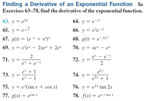 Solved Finding A Derivative Of An Exponential Function