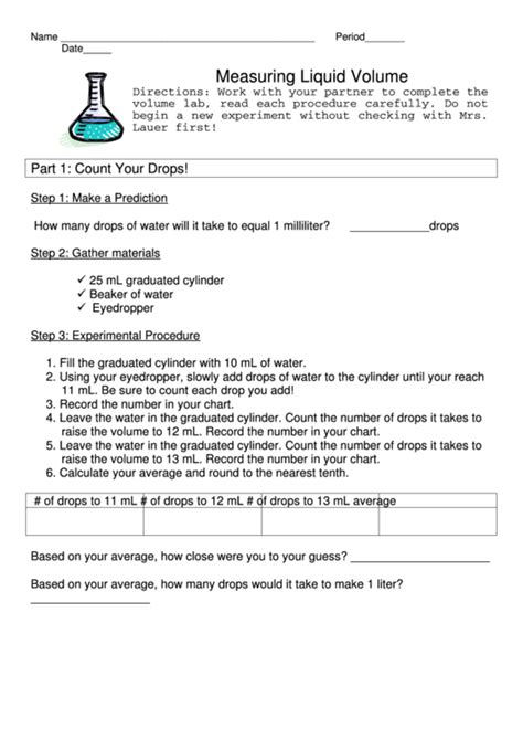 Measuring Liquid Volume Printable Pdf Download