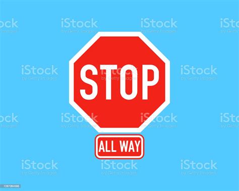 All Way Traffic Stop Sign With Shadow Stock Illustration Download