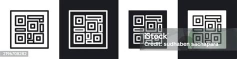 Qr 코드 아이콘은 흑백으로 채워지고 획 스타일로 포장됩니다 Brand Name Smart Phone에 대한 스톡 벡터 아트 및 기타 이미지 Brand Name