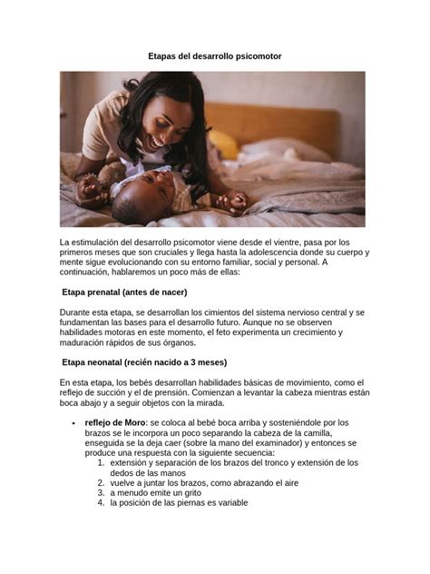 Etapas Del Desarrollo Psicomotor Pdf
