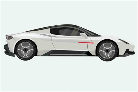Race Car Side View White Background Red Sports Car Rear Spoiler On