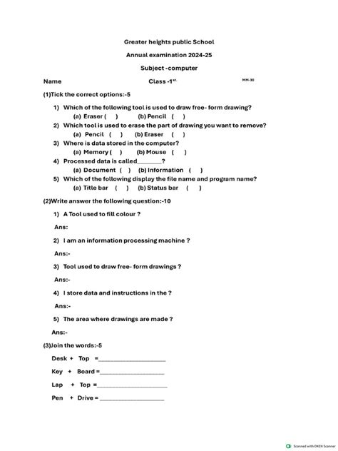 Class 1st Computer 2 Pdf