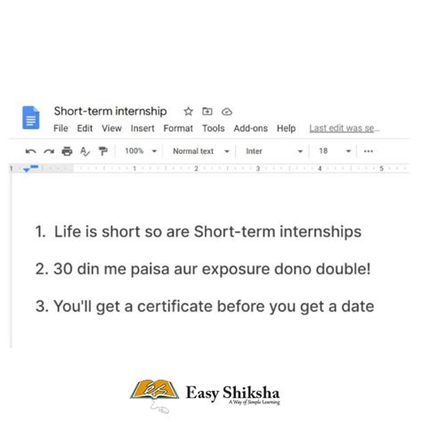 Internships Internship College Onlinejobs Easyshiksha