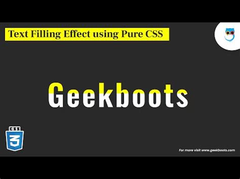 Text Filling Effect using Pure CSS | Geekboots - YouTube