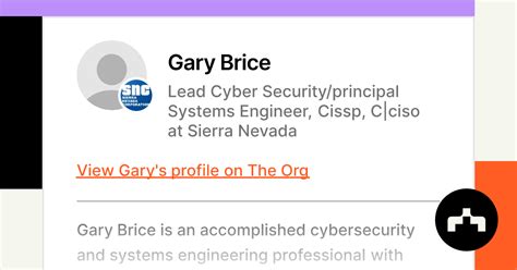 Gary Brice Lead Cyber Security Principal Systems Engineer Cissp C Ciso At Sierra Nevada