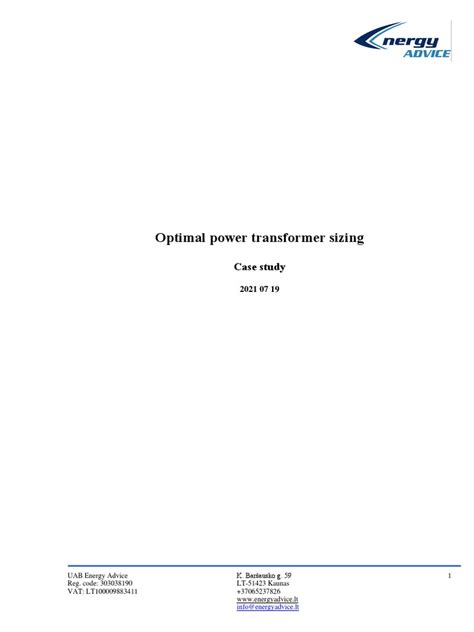 Optimal Power Transformer Sizing Case Study Pdf Transformer