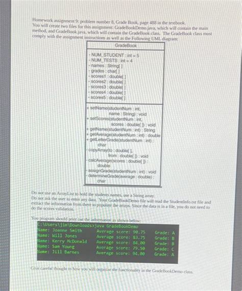 Solved Homework Assignment 9 Problem Number B Grade Book