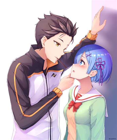 Rem And Natsuki Subaru Re Zero Kara Hajimeru Isekai Seikatsu Drawn By Rizihike Danbooru