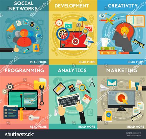 Flat Concept Banners Programming Analytics Marketing Stock Vector Royalty Free 553886815