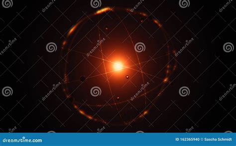 Animated Model Of Atomic Nucleus And Electrons Blue And Gold Stock Illustration Illustration