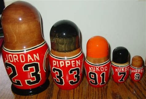 5 Piece Russian Nesting Dolls Nba Chicago Bulls Championship Team Mj
